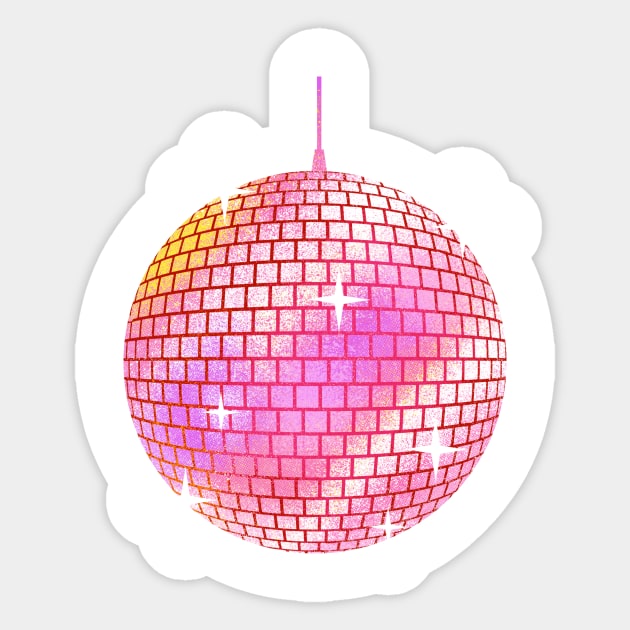 pink mirror ball - Disco Ball - Sticker | TeePublic